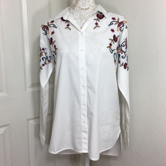 beachlunchlounge | Tops | Button Up Shirt Embroidery | Poshmark